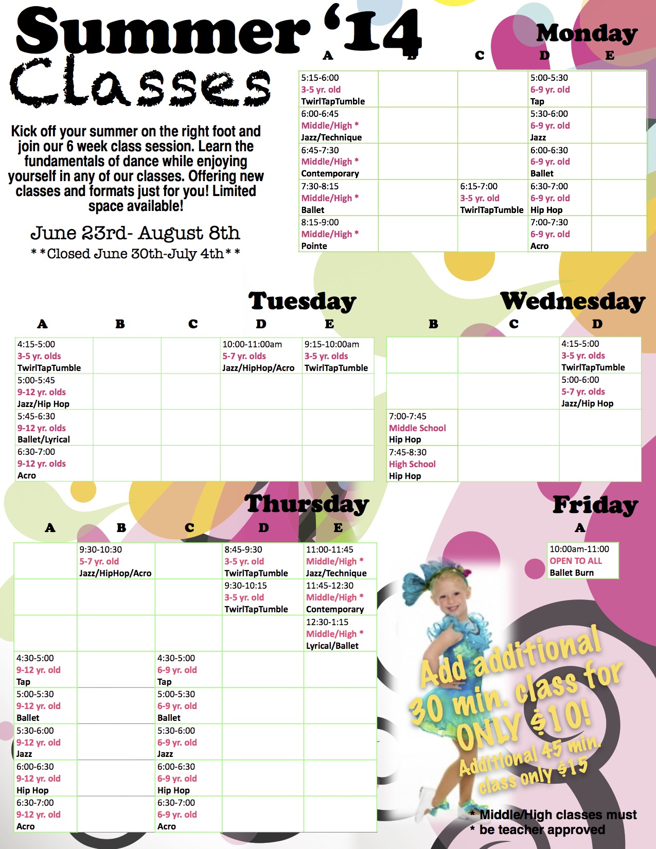 Summer Class Flyer 2014 – updated June 17th page 1 – Cary Dance Productions