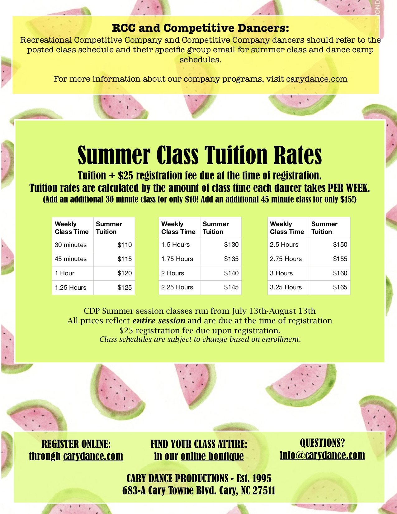Summer Classes – Cary Dance Productions
